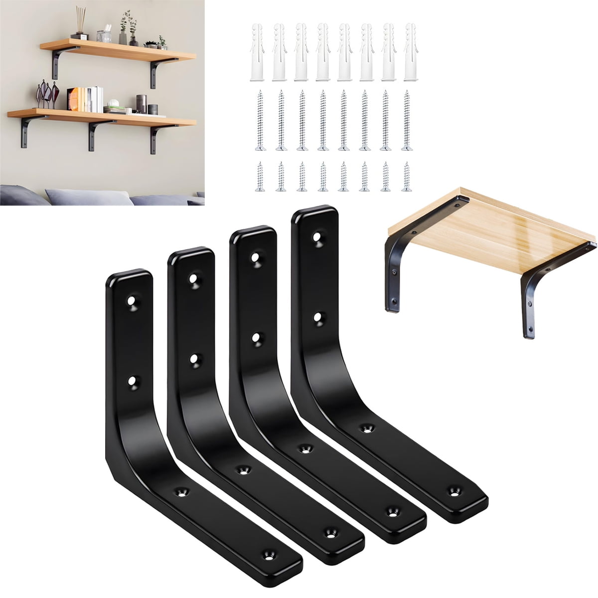 4Pcs Wall Shelf Brackets,Tutuviw 4x4"Heavy Duty L Shaped Metal Shelf ...