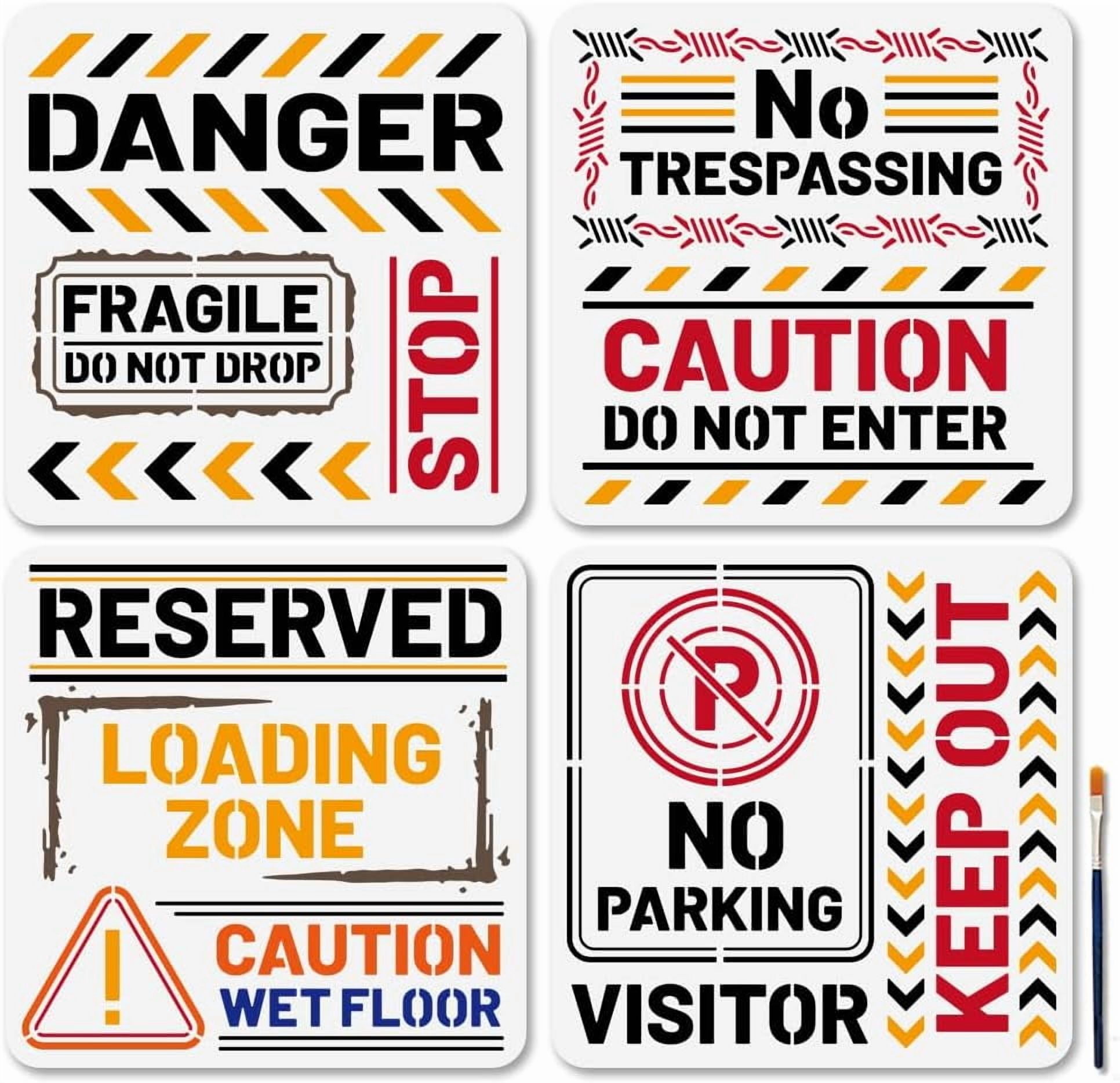 4Pcs Warning Message Stencils 11.8×11.8inch DO NOT Drop Fragile NO ...