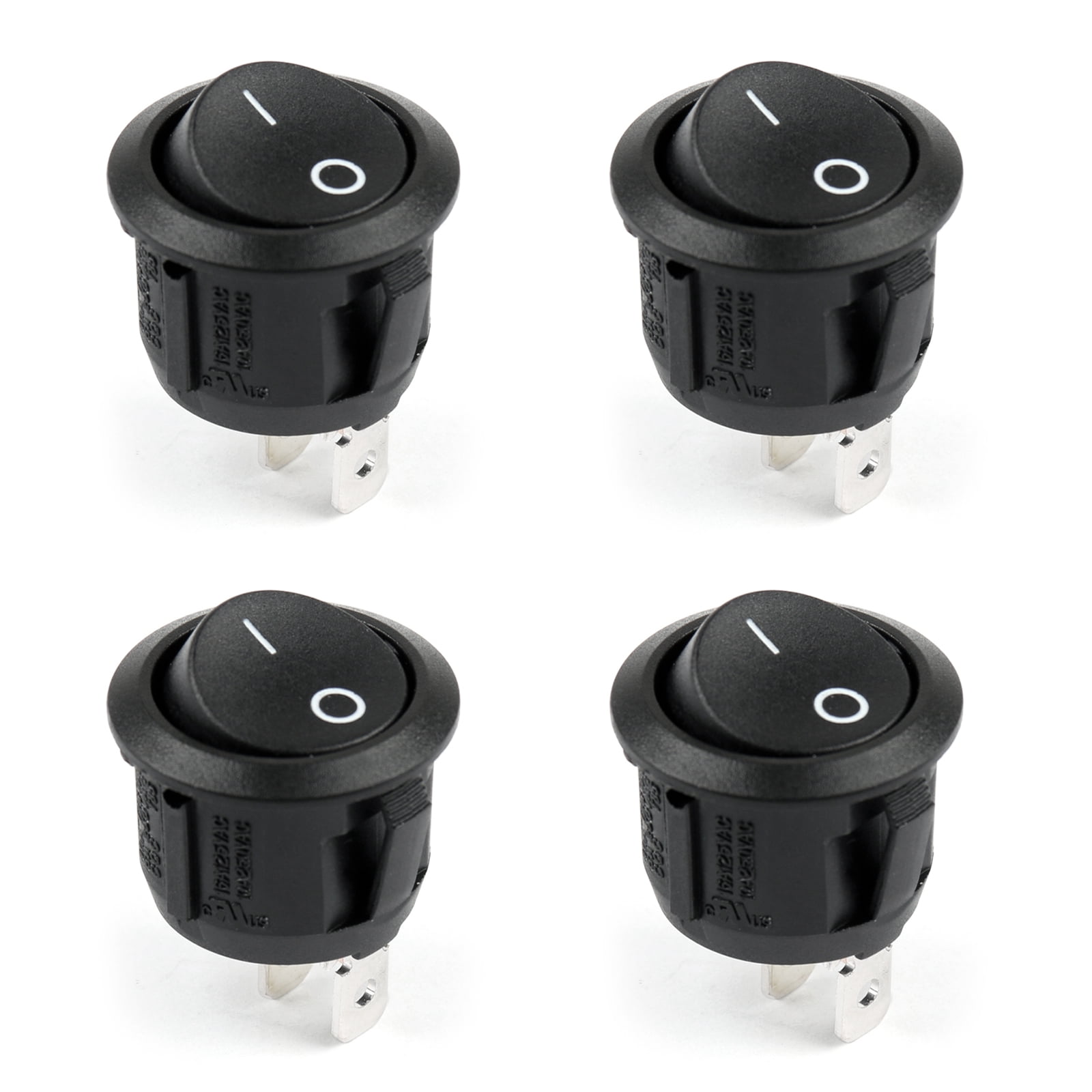 4Pcs Waterproof R13-112A Round Rocker Switch SPST 2Pin 6A/250VAC 10A ...