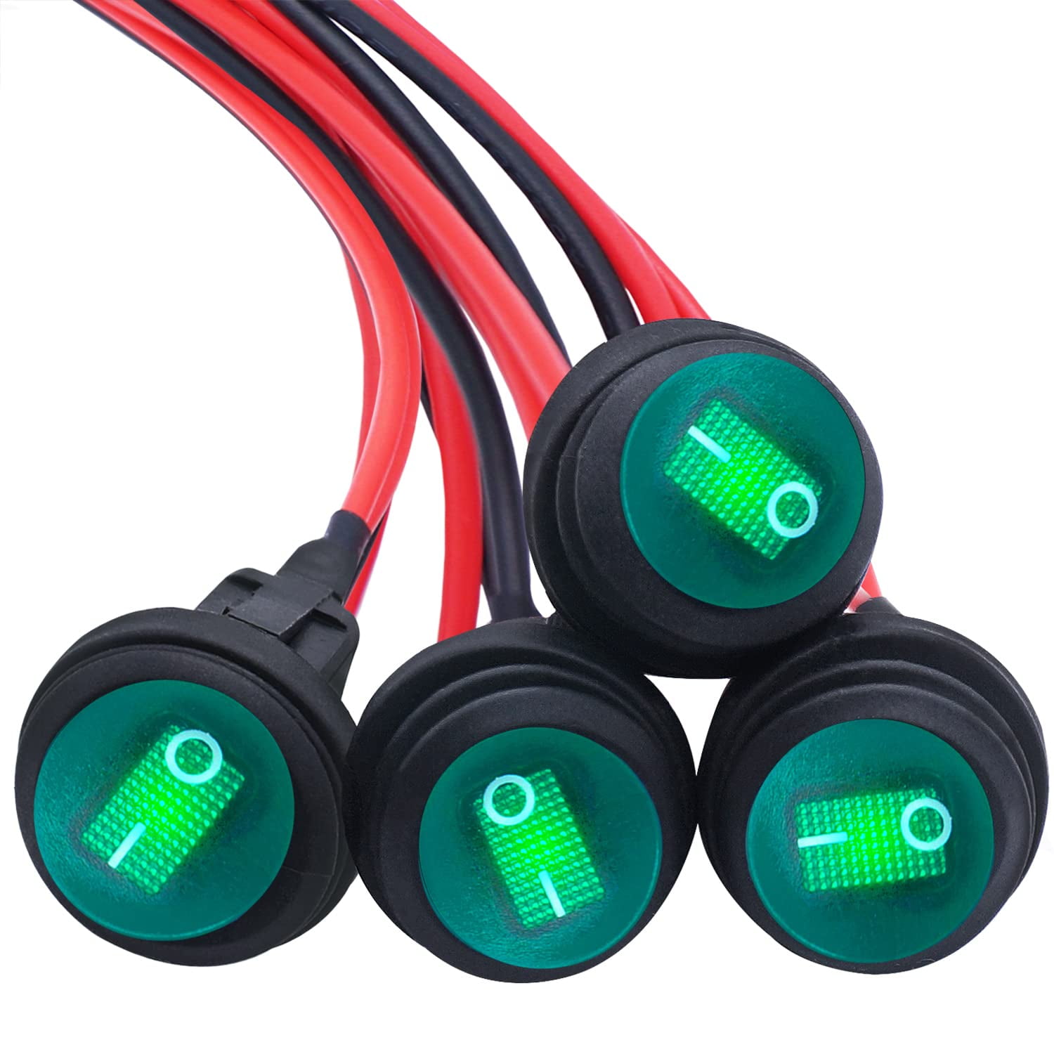 4Pcs Waterproof Rocker Switch 12V Round Toggle Switch SPST 3pin ON Off ...