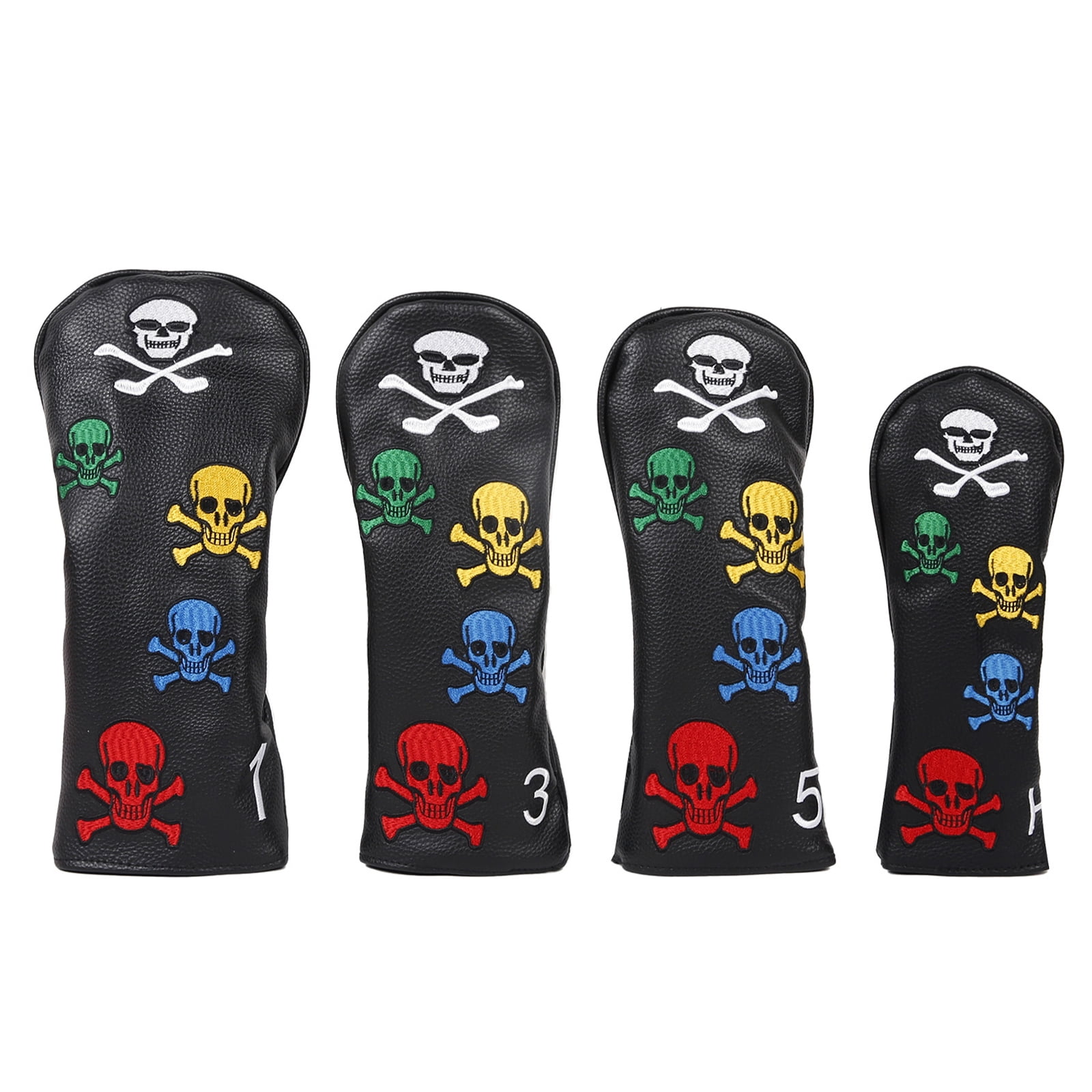 4Pcs Waterproofs Golfs Headcover PU Leather Golfs Club Head Cover Skull ...