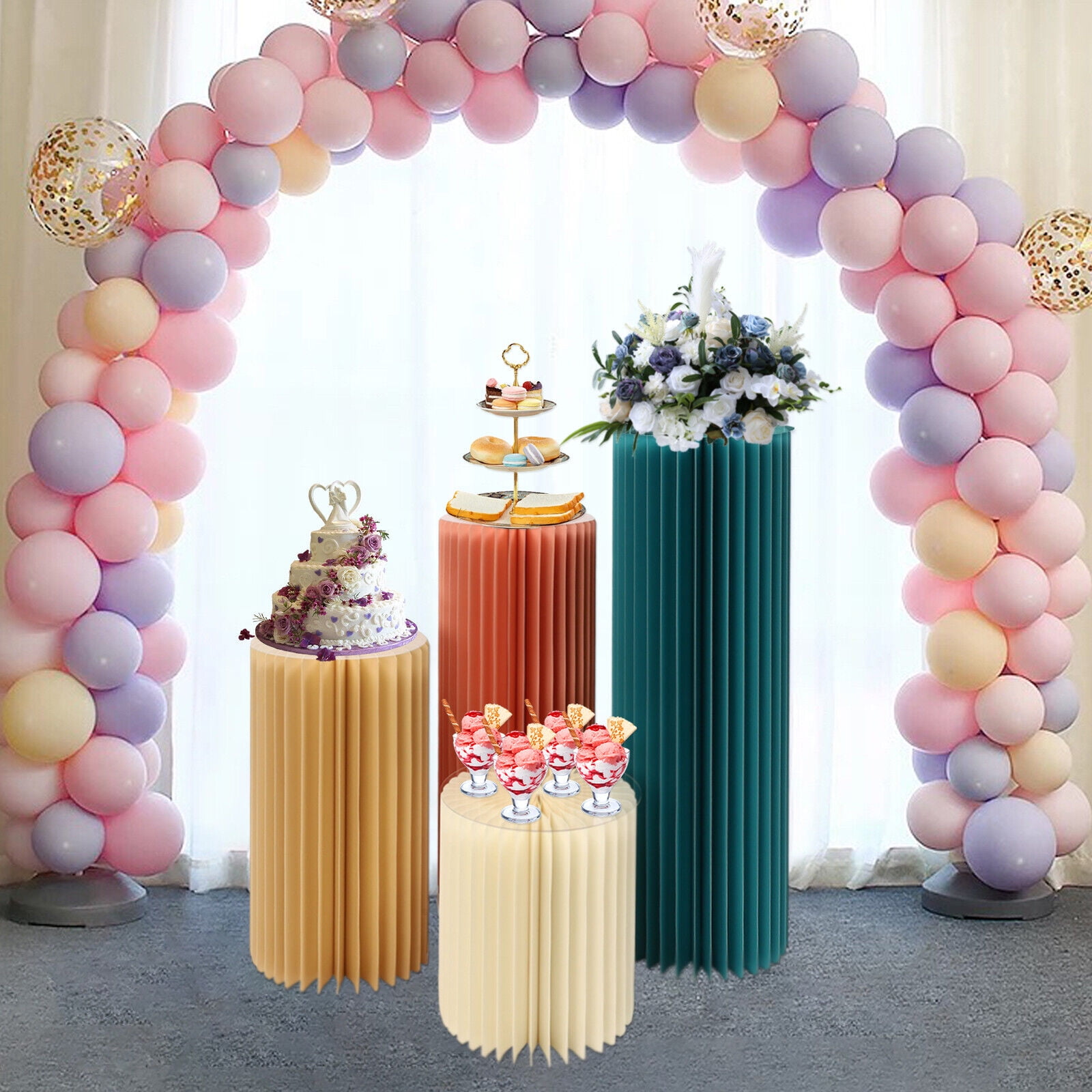 4Pcs Wedding Decoration Paper Plinths Cake Stand Cylinder Plinth ...