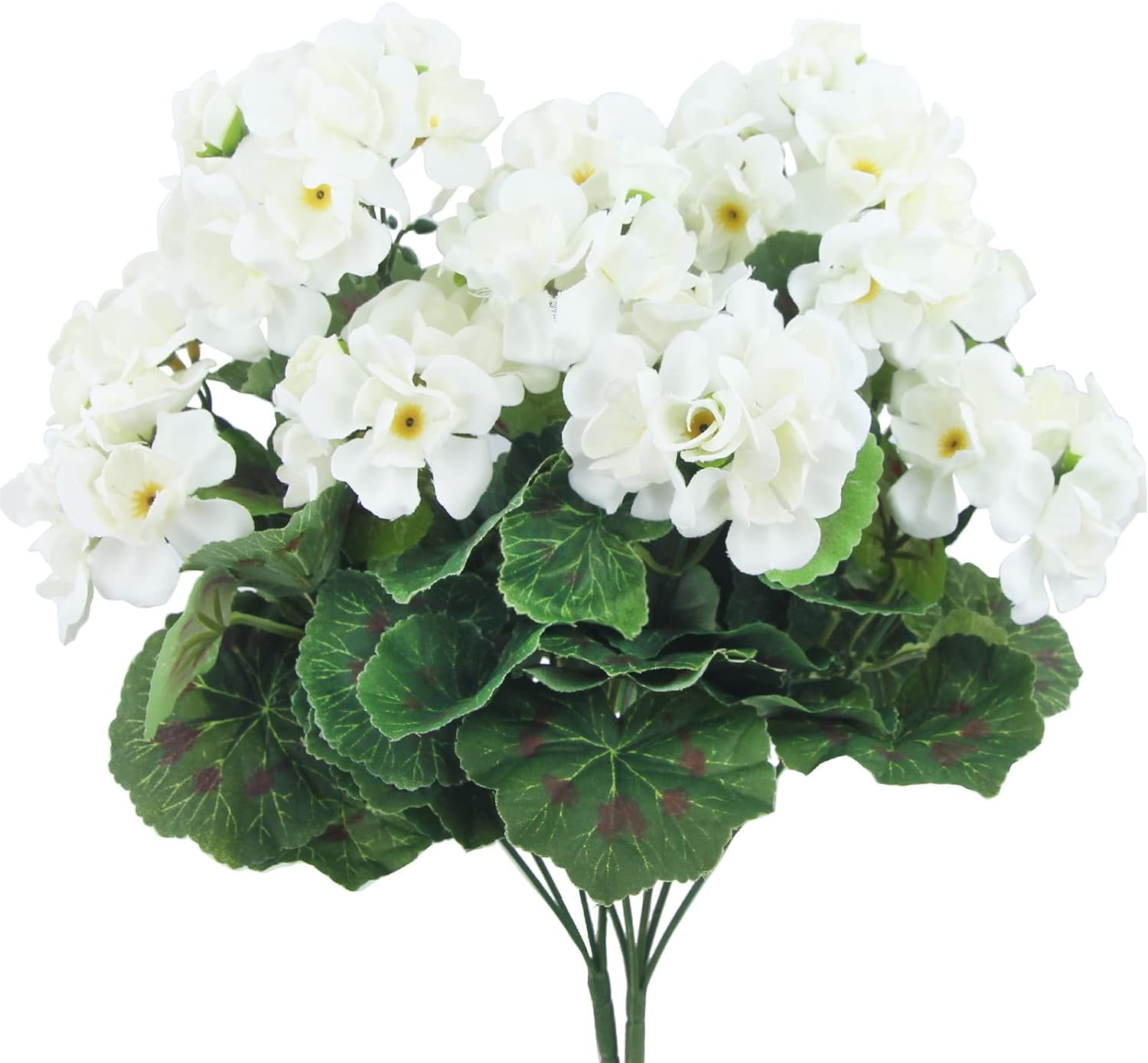 4Pcs White Artificial Geranium Silk Flowers, 14" UV Resistant Faux ...