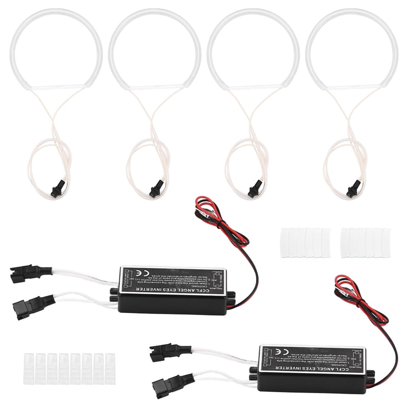 4Pcs White Headlight CCFL LED Angel Eyes Kit Halo Ring DRL Turn Signal Light CCFL Headlight Lamp ...