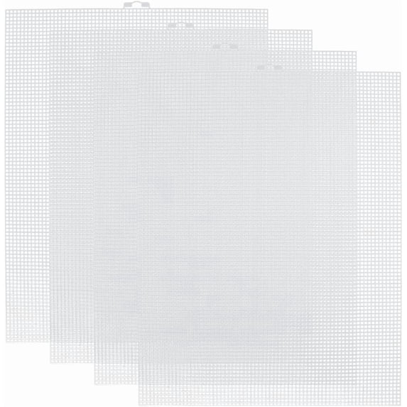4Pcs White Plastic Grid Eye Mesh Sheet Rectangle Stitch Needlepoint ...