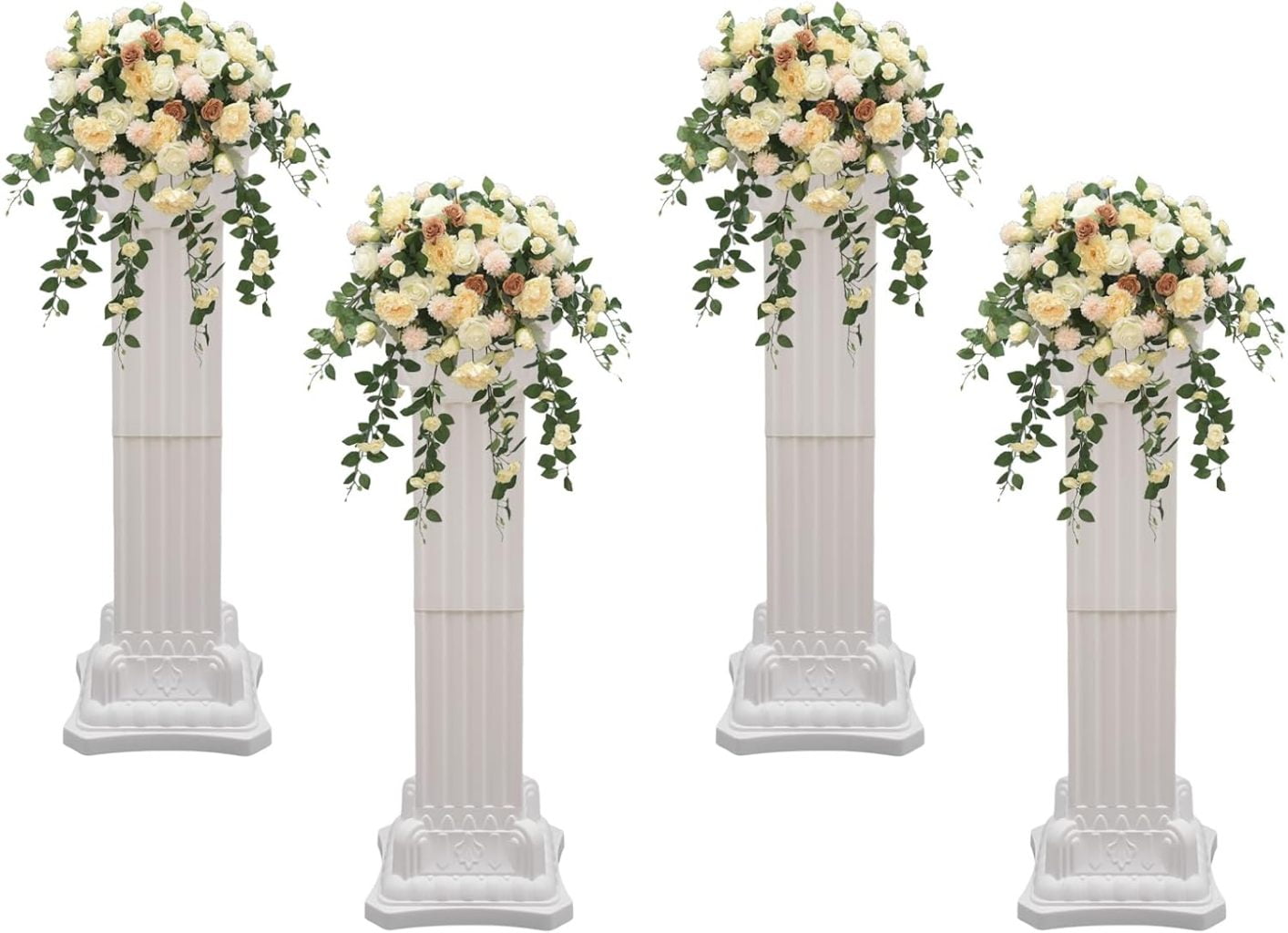 4Pcs White Roman Columns Wedding Column Stand Roman Pillar Plastic ...