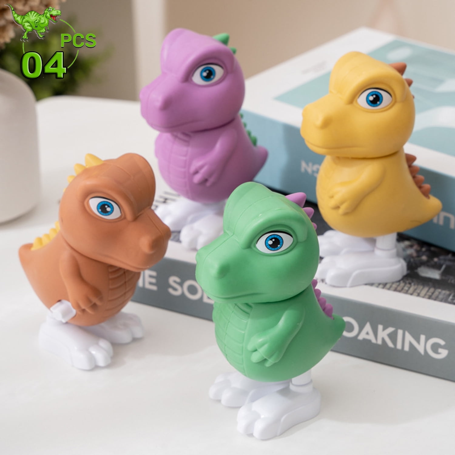 4Pcs Wind-up Dinosaur Toy for Boys 3-6 Years Girls, Novelty Dino ...