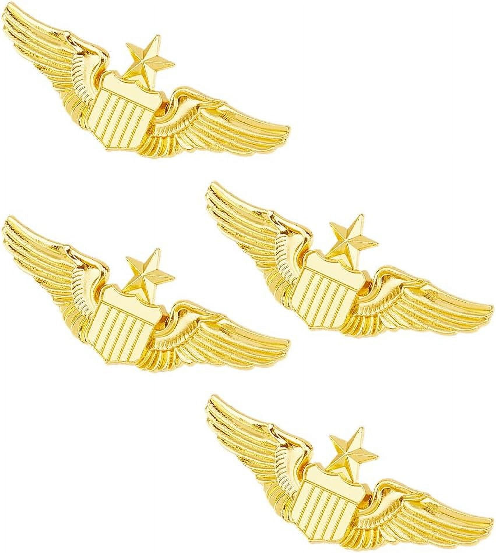 4Pcs Wings Pin Alloy Gold Wing Pilot Badge 2.32'' Costume Lapel Pins ...