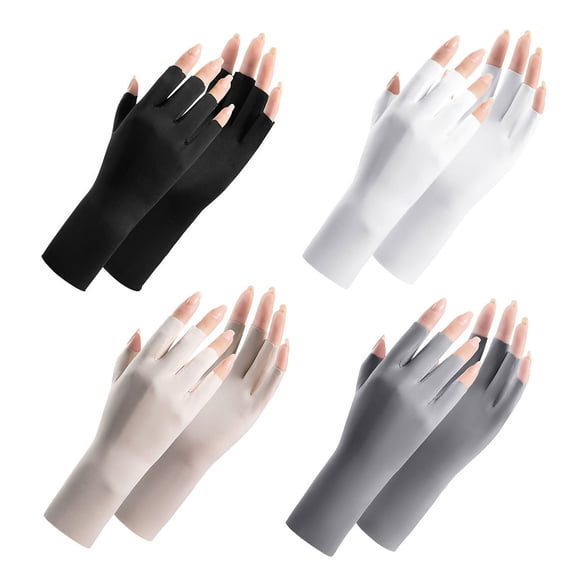 4Pcs Women Sunblock Fingerless Gloves Non-Slip UV Protection Driving ...