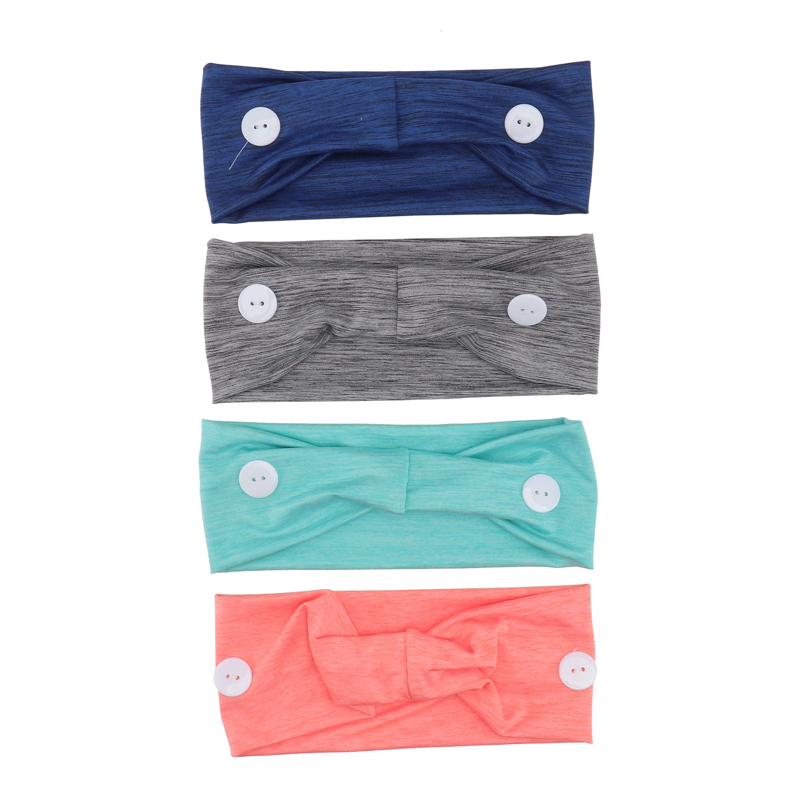4Pcs Women Wide Headband with Buttons Breathable Head Band Ear ...