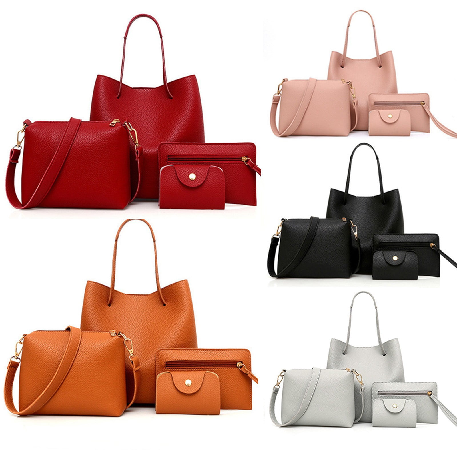 4Pcs Women's Leather Handbag Set - Shoulder Bag, Crossbody Bag ...