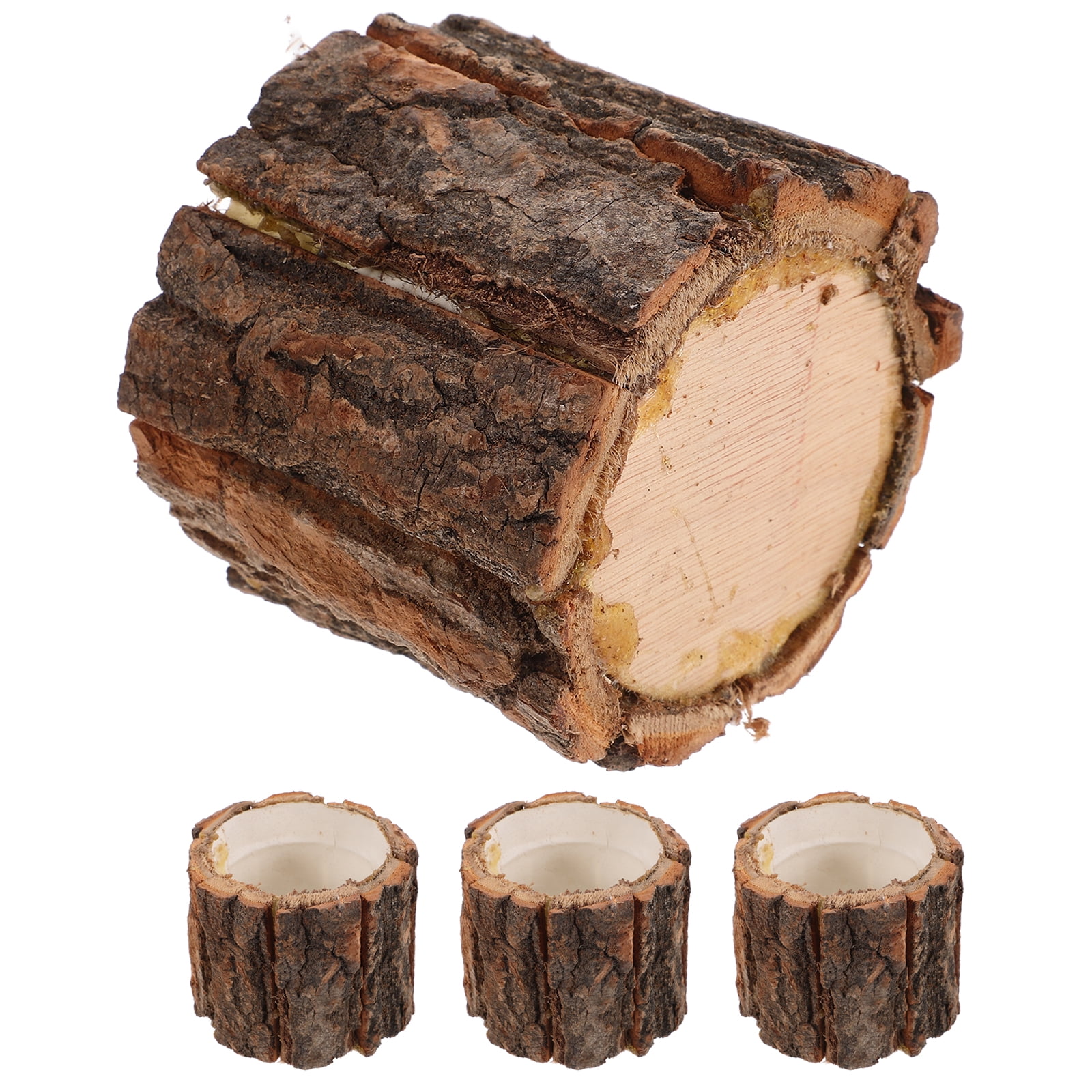 4Pcs Wood Bark Flower Pot Rustic Succulent Planter Farmhouse Flower ...