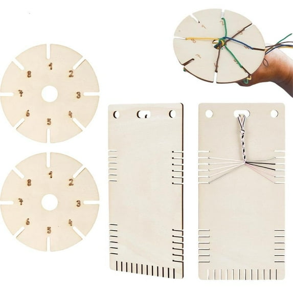 4Pcs Wood Braiding Discs Bracelet Weaving Plate Boards Multifunctional ...