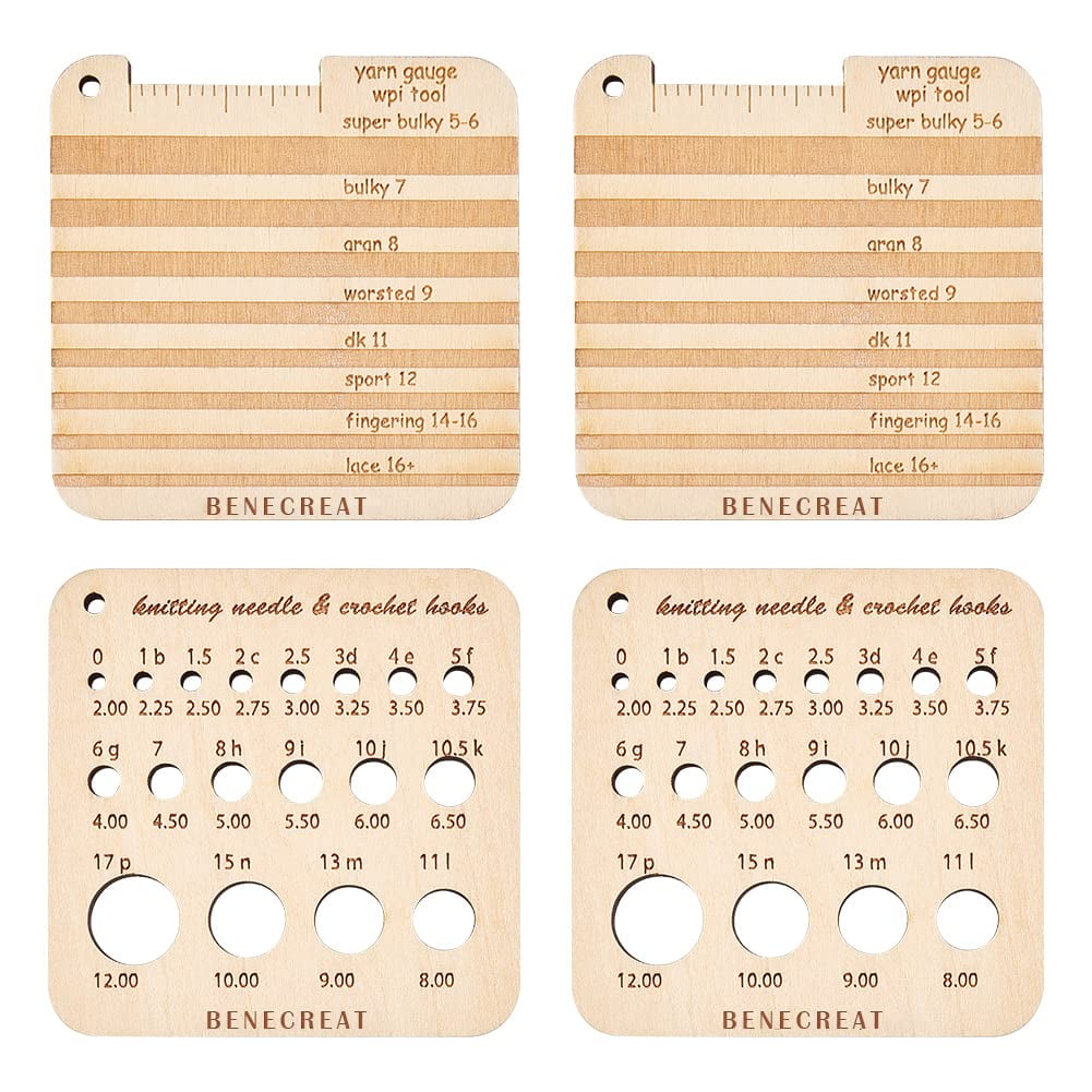 4Pcs Wood Knitting Gauge Rulers 2 Style Square Knitting Tool Crochet ...