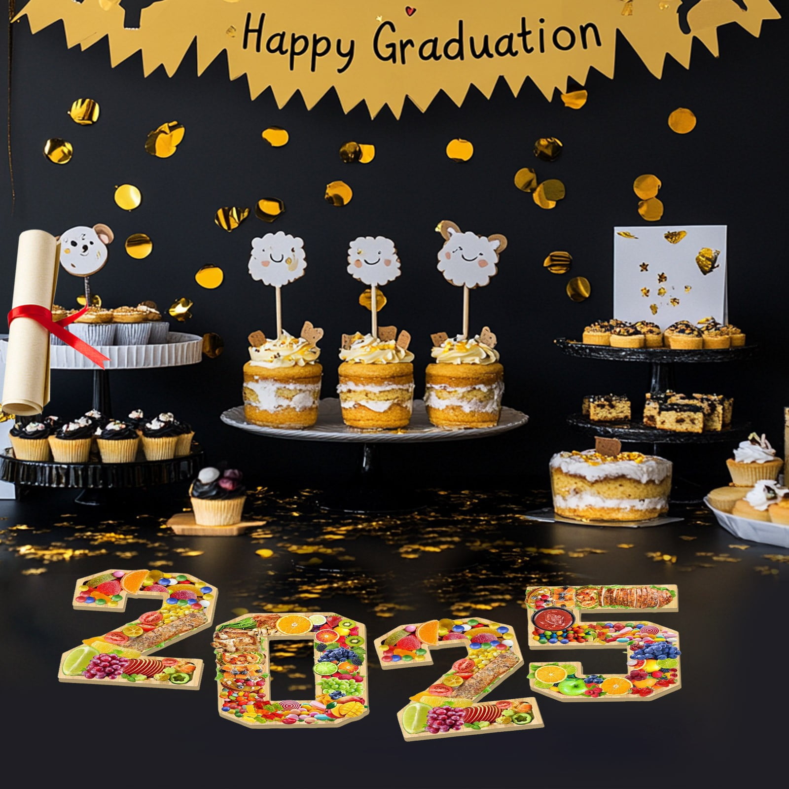 4Pcs Wooden 2025 Graduation Decorations 2025 Charcuterie Numbers ...