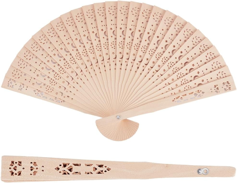 4Pcs Wooden Folding Fan Natural Wood Hand Fan Wedding Handheld Hollow ...