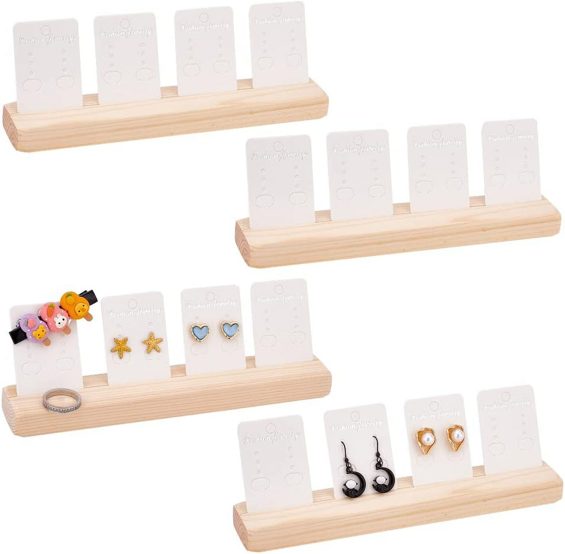 4Pcs Wooden Jewelry Display Card Stands Earring Display Card Holder ...