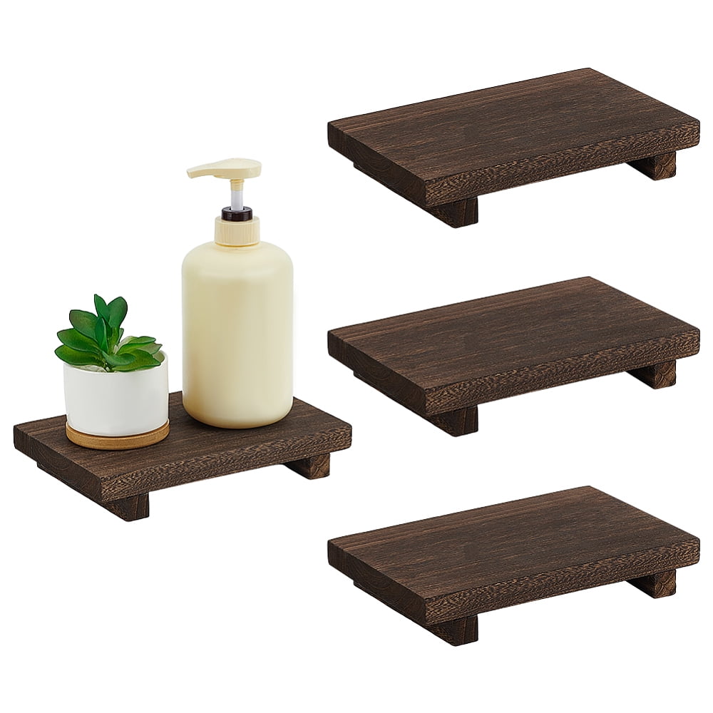4Pcs Wooden Jewelry Display Pedestals Rectangle Coconut Brown 22 ...