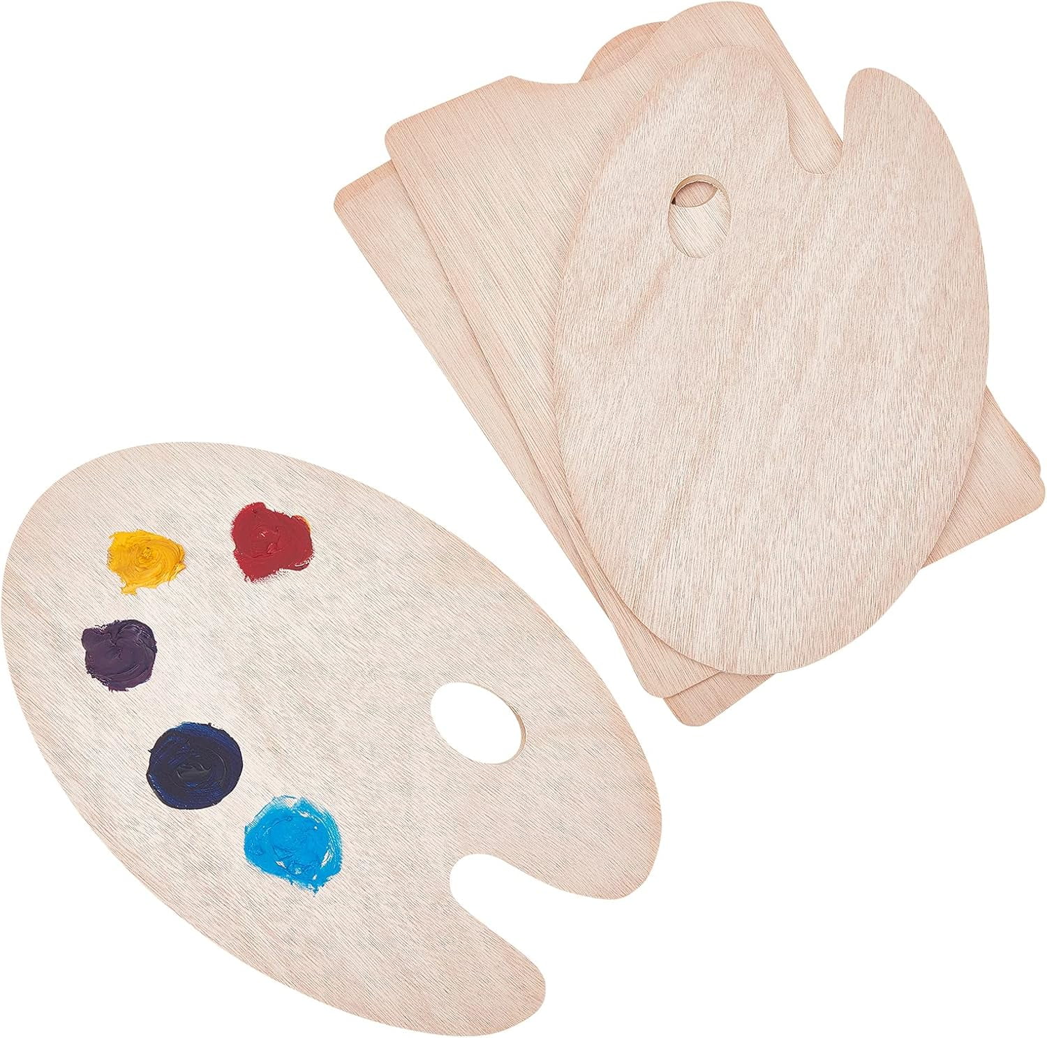 4Pcs Wooden Paint Palette Rectangle and Oval Wooden Paint Palette ...