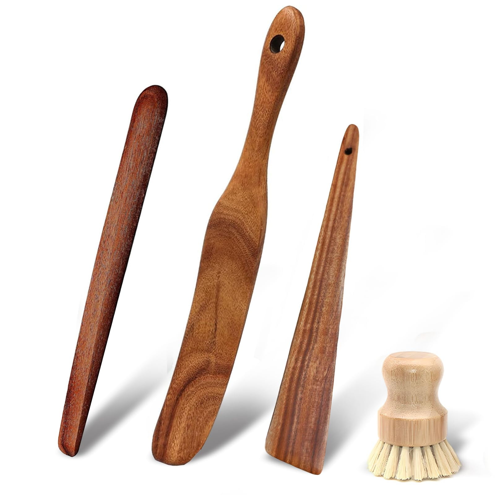 4Pcs Wooden Spatula Set, Wooden Spurtle Set For Cooking, Stirring ...