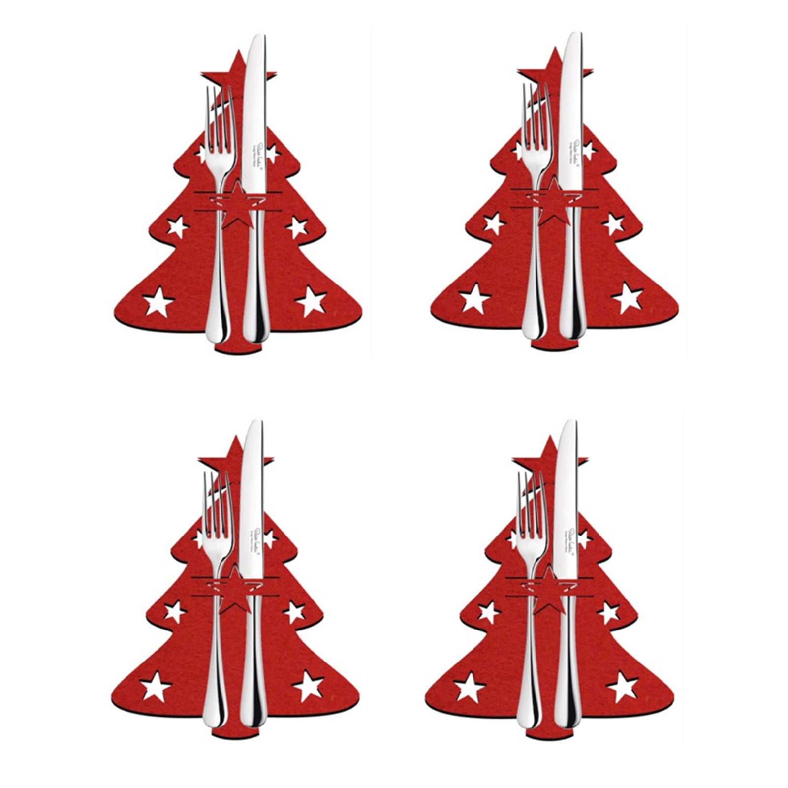 4Pcs Xmas Fork Holders - Super Soft Fabric Spoon Fork Pouch Pockets ...