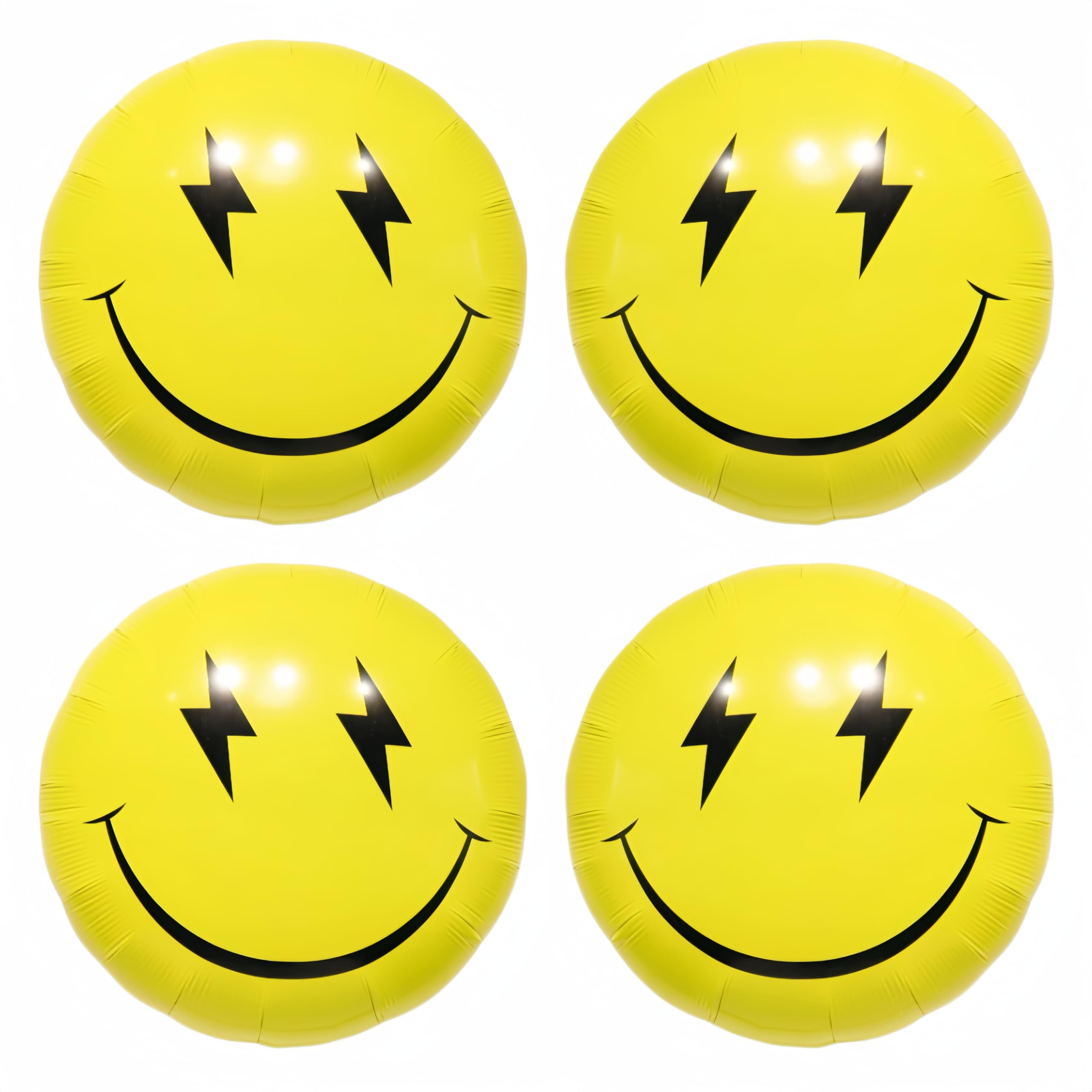 4Pcs Yellow Face OIF8 Balloon 23 Inch/Yellow Lightning Party Helium ...