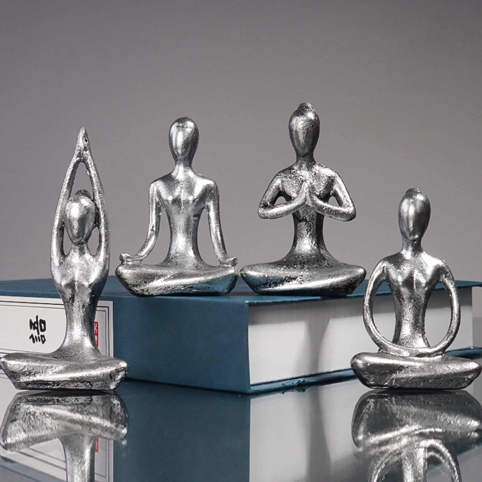 4Pcs Yoga Pose Statue Decorative Meditation Creative Porch Bedroom Yoga ...