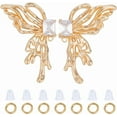 4Pcs Zirconia Butterfly Stud Earring Findings Ear Stud 18K Gold Plated ...
