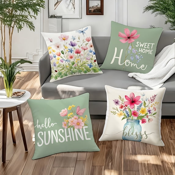 4Pcs fresh pastoral home pillow cover, inspired by spring garden ...