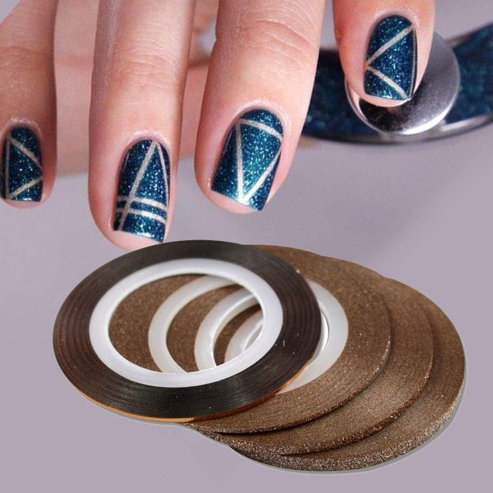 4Pcs/lot Coffee Matte Glitter Nail Striping Tape Adhesive Stickers ...