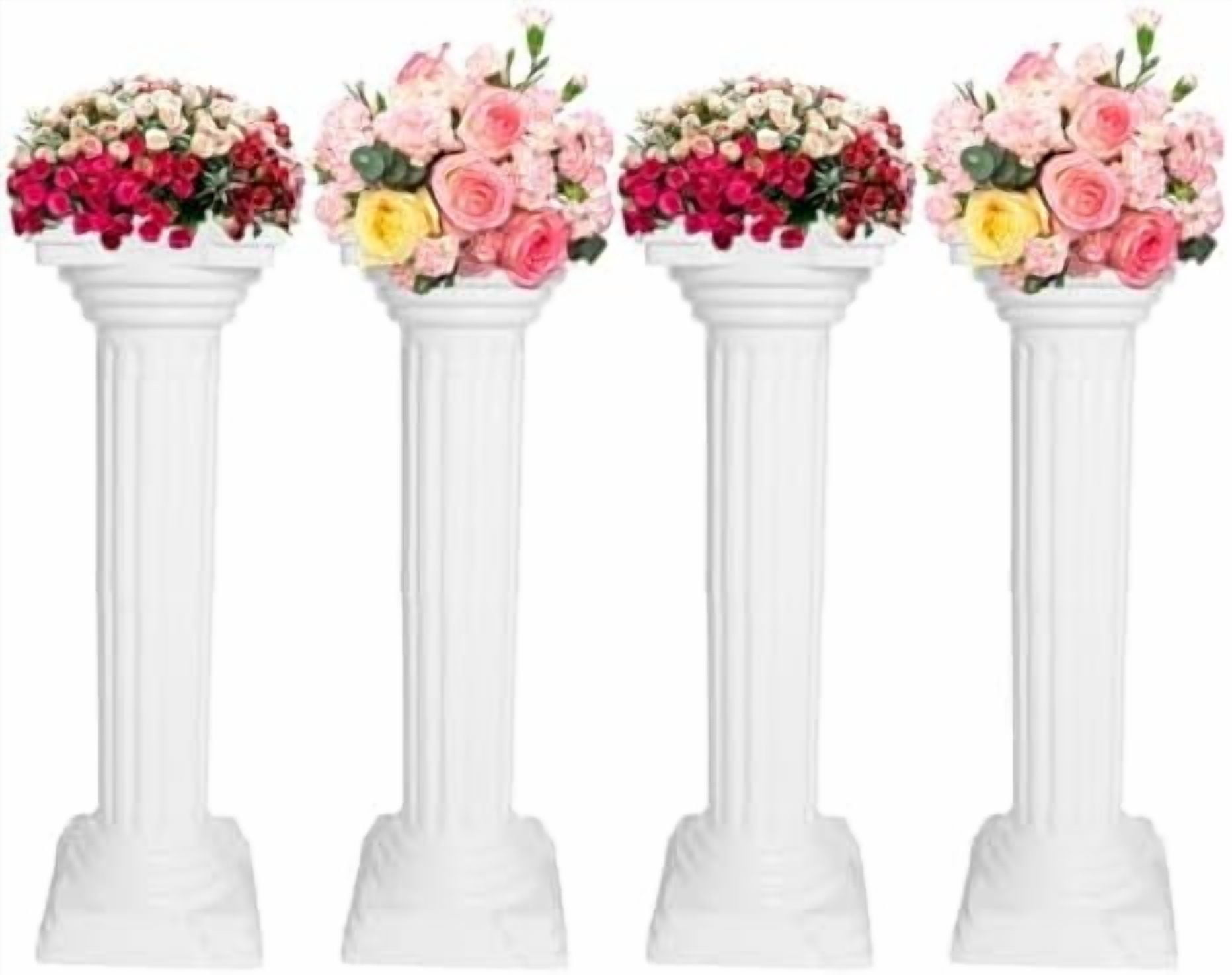 4Pcs rOMAN cOLUMNS sET,eUROPEAN sTYLE wHITE wEDDING pARTY cOLUMN ...