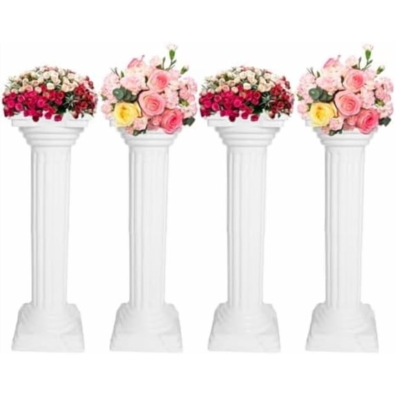 4Pcs rOMAN cOLUMNS sET,eUROPEAN sTYLE wHITE wEDDING pARTY cOLUMN ...