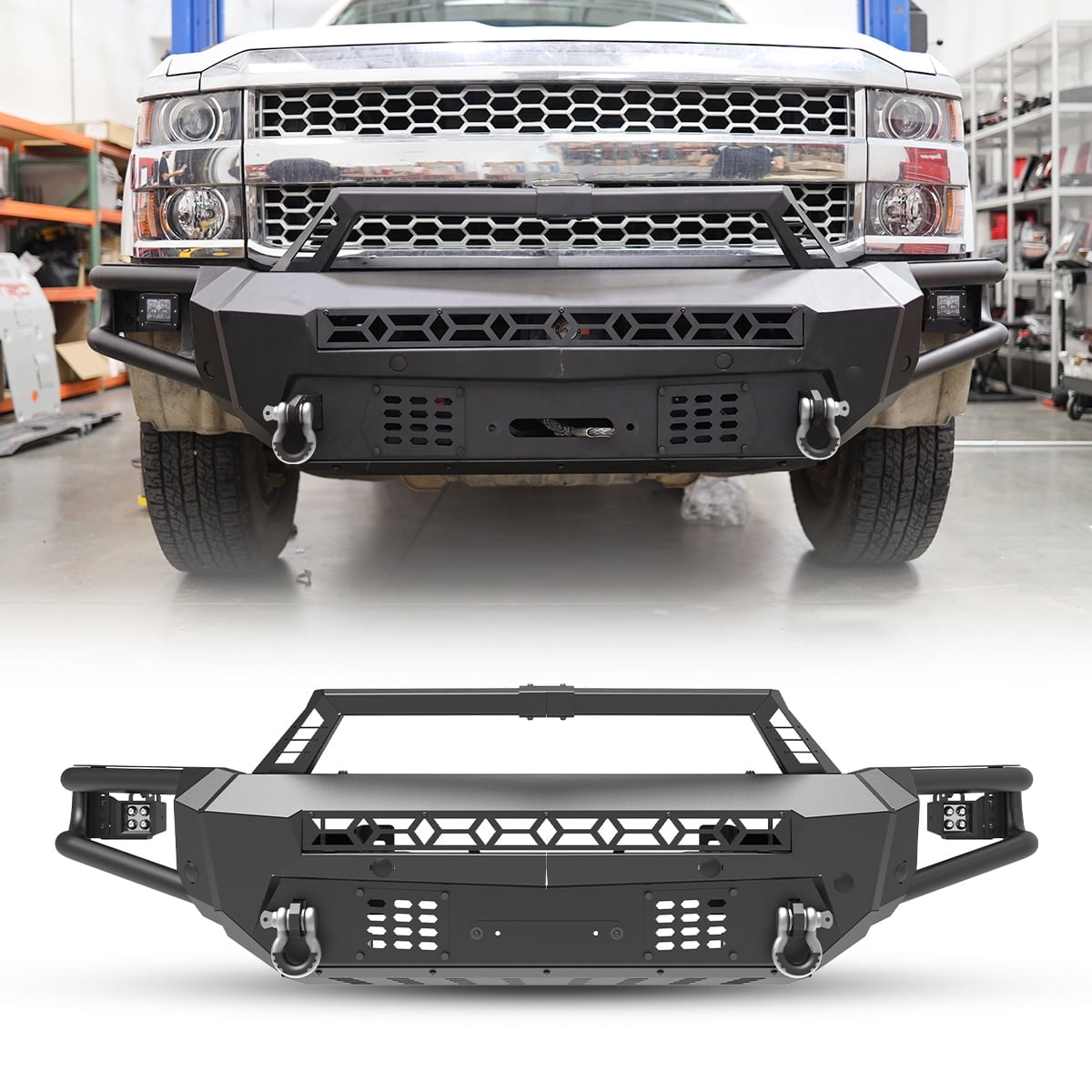 4Pcs/set Mid-Body Front Bumper+Side Wings+Bull Bar+Skid Plate for 2015 ...