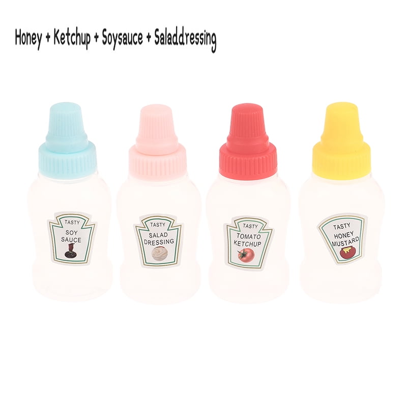 (4Pcs/set) Mini Cute Tomato Ketchup Bottle Portable Small Sauce ...