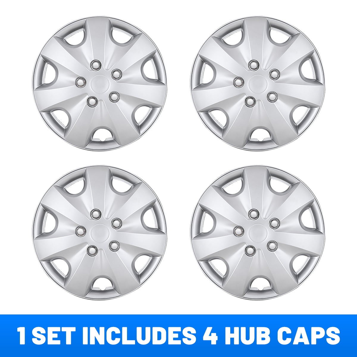 4Pcs/set Wheel Rims Cover Hubcaps ,15 Inch Universal Silver Snap On Car ...