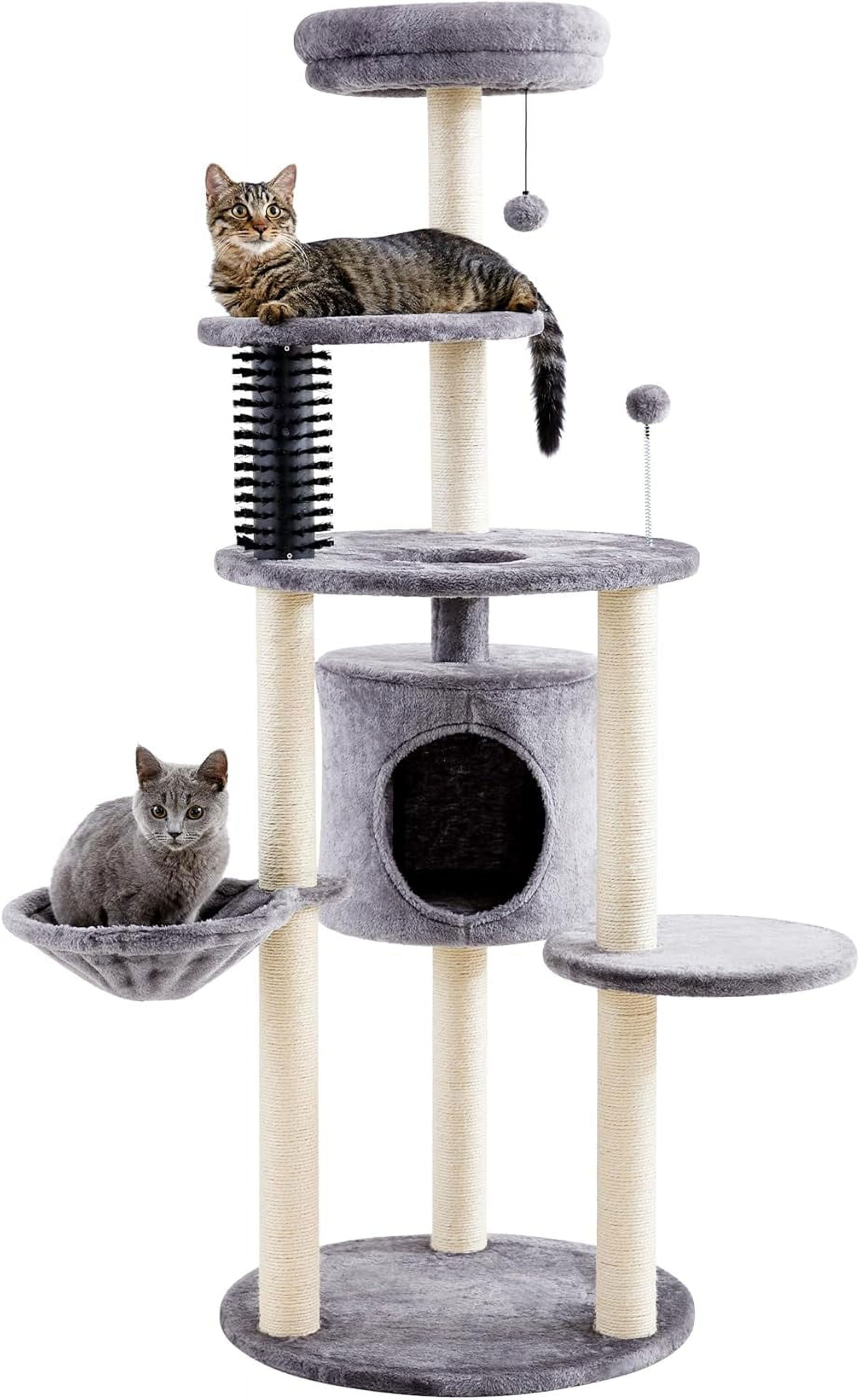 4Pets Cat Tree for Indoor Cats, 60.2 inch Large Cat Tower with Soft ...