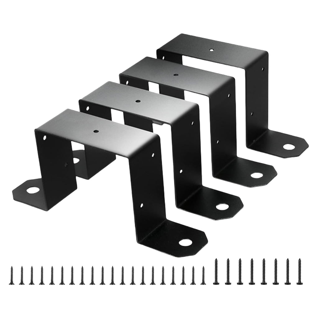 4Pieces 4x4inch Strap Post Ties For Secure Outdoor Structure In Black ...