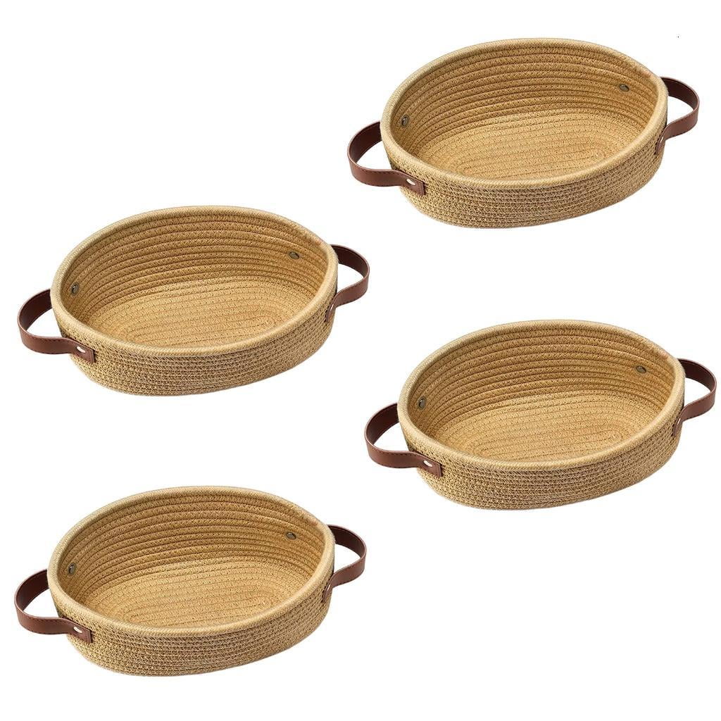 4Pieces Multipurpose Woven Containers Cotton Rope Storage Baskets for ...