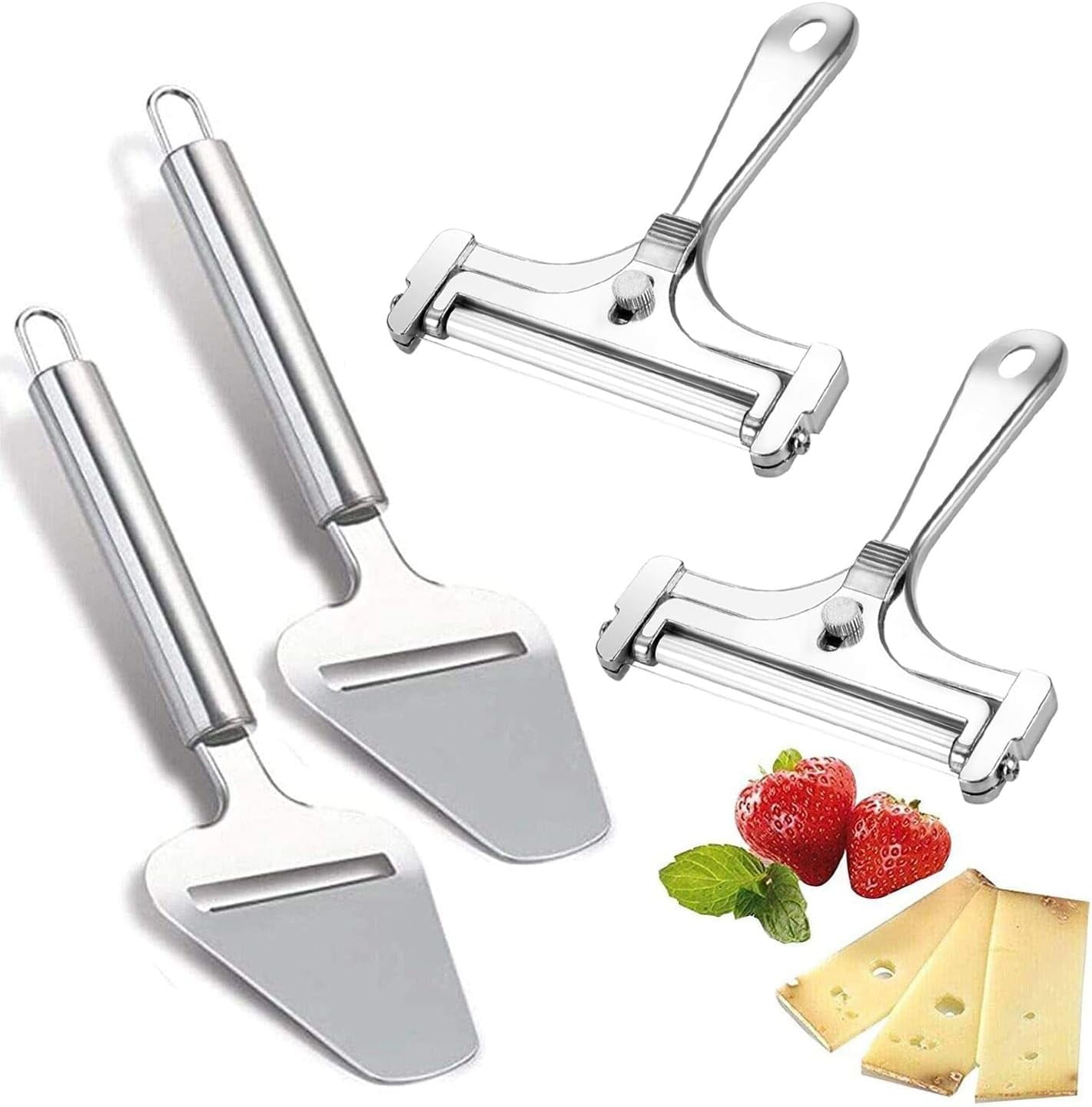 4Pieces Stainless Steel Wire Cheese Slicer Adjustable Thickness Cheese ...