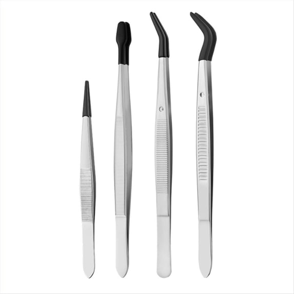 4Pieces Tweezers with Rubber Tips Tweezers PVC Coated Tweezers Set ...