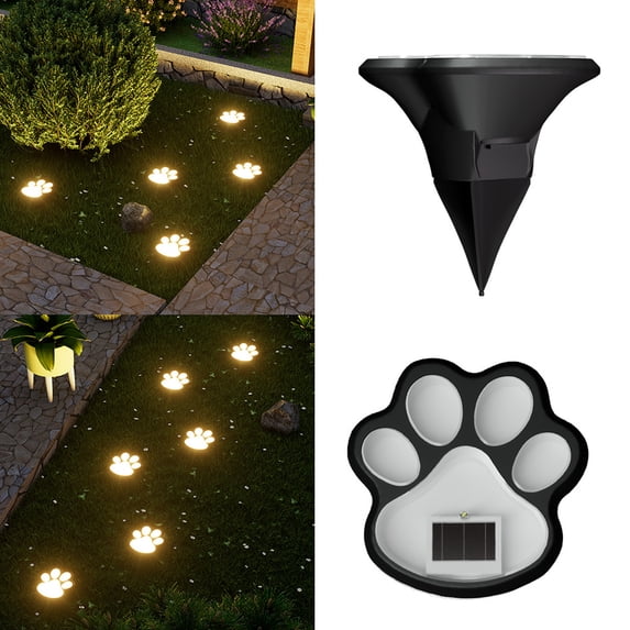 4Pieces Water Resistant Solar LED Light Dog Paws Shape Solar Landscape ...