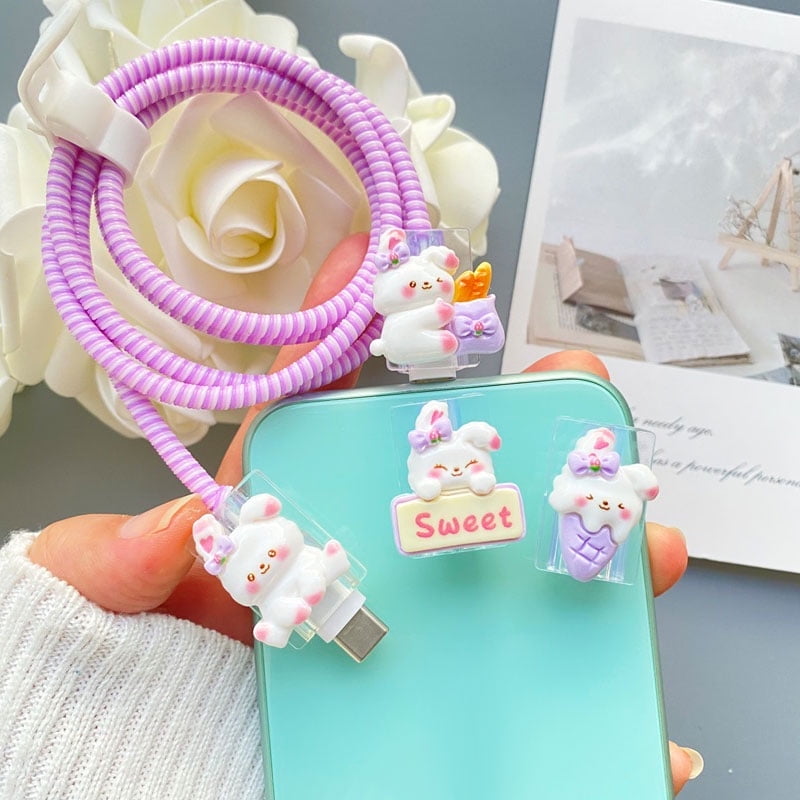 4Pieces of Cable Protector for Phone Charger, Soft Charging Cord ...