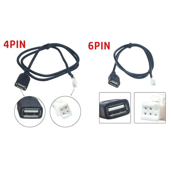 4Pin & 6Pin Connector USB Extension Cable Adapter for Android Car Radio ...