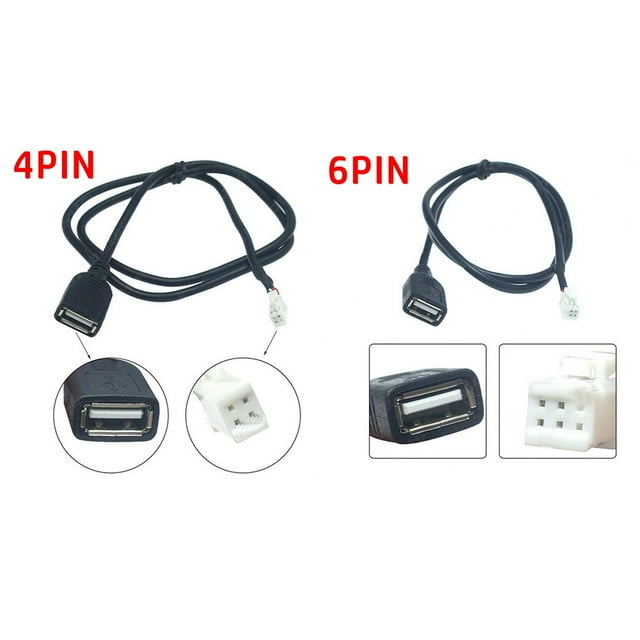 4Pin & 6Pin Connector USB Extension Cable Adapter for Android Car Radio ...