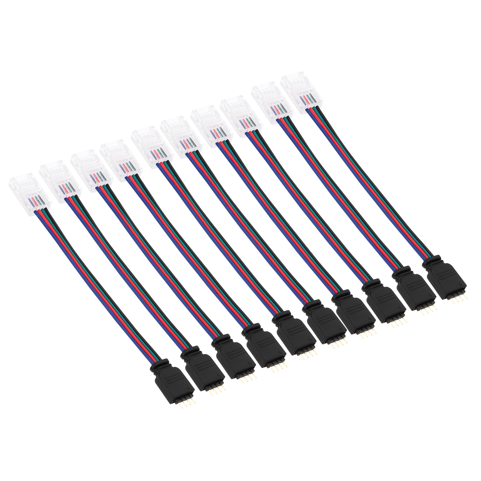 4Pin RGB LED Strip Connectors, 10Pcs 8mm Wide Extension Snap to 4P ...