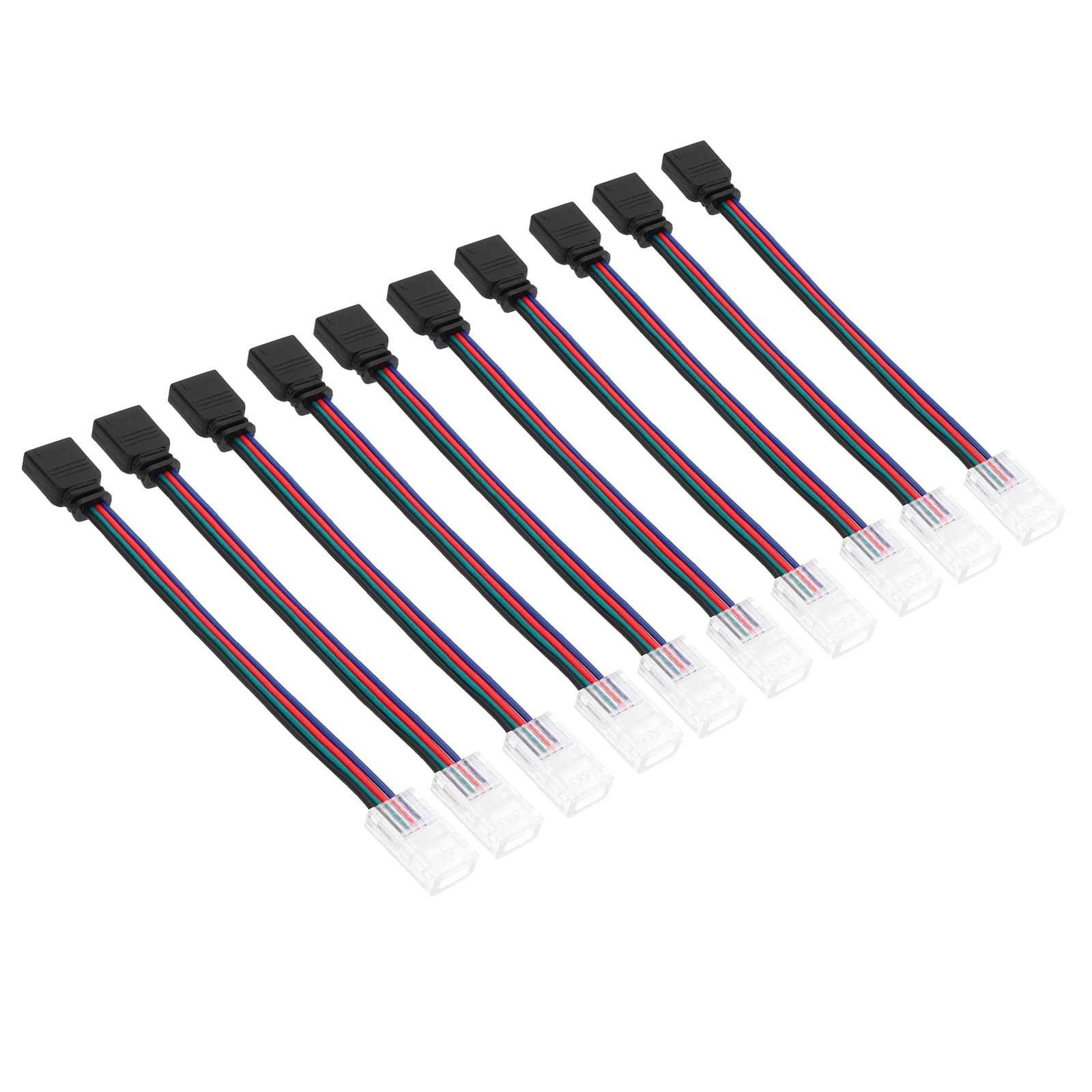 4Pin RGB LED Strip Connectors, 10Pcs 8mm Wide Extension Snap to 4P ...