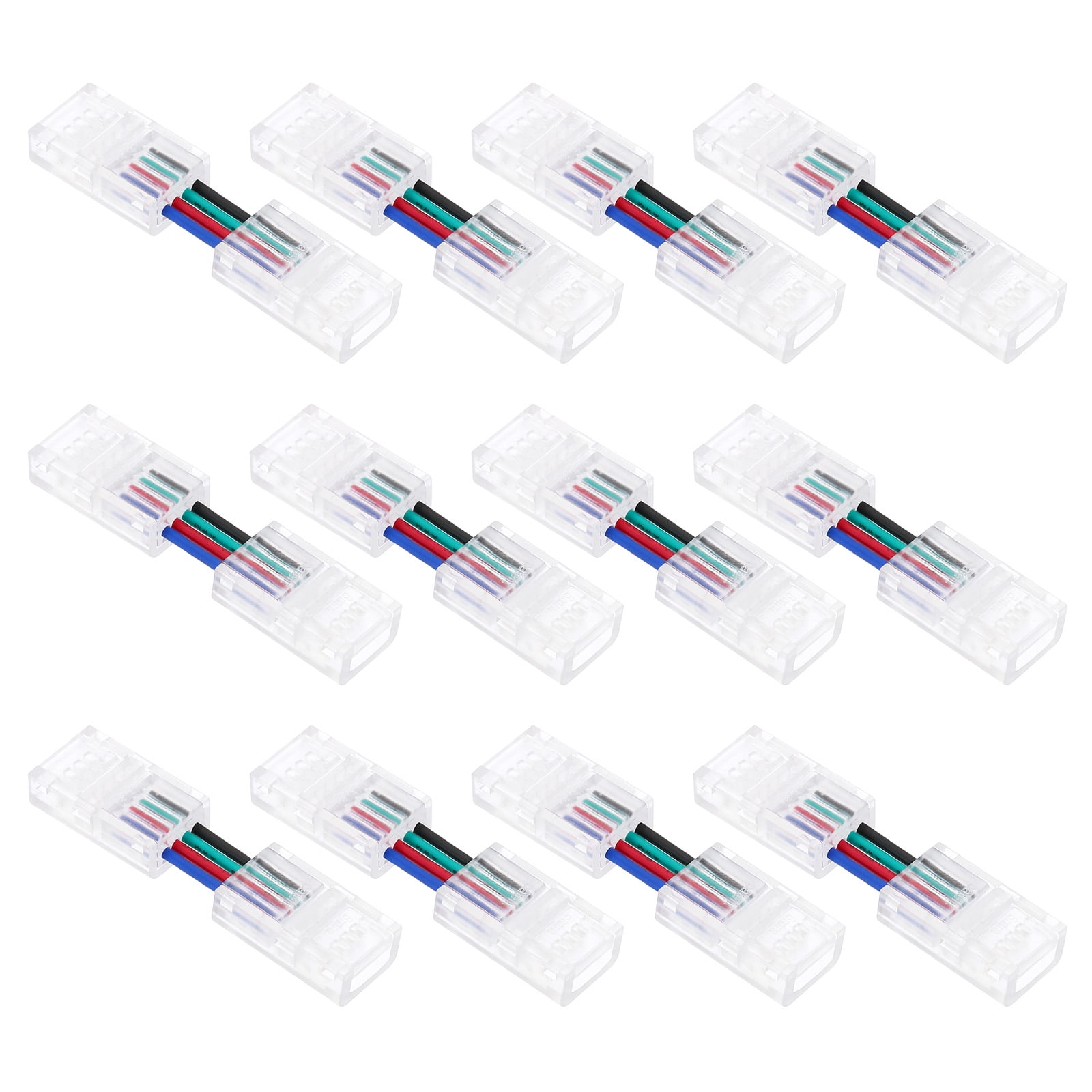 4Pin RGB LED Strip Connectors, 12Pcs 8mm Wide Extension Internal and ...