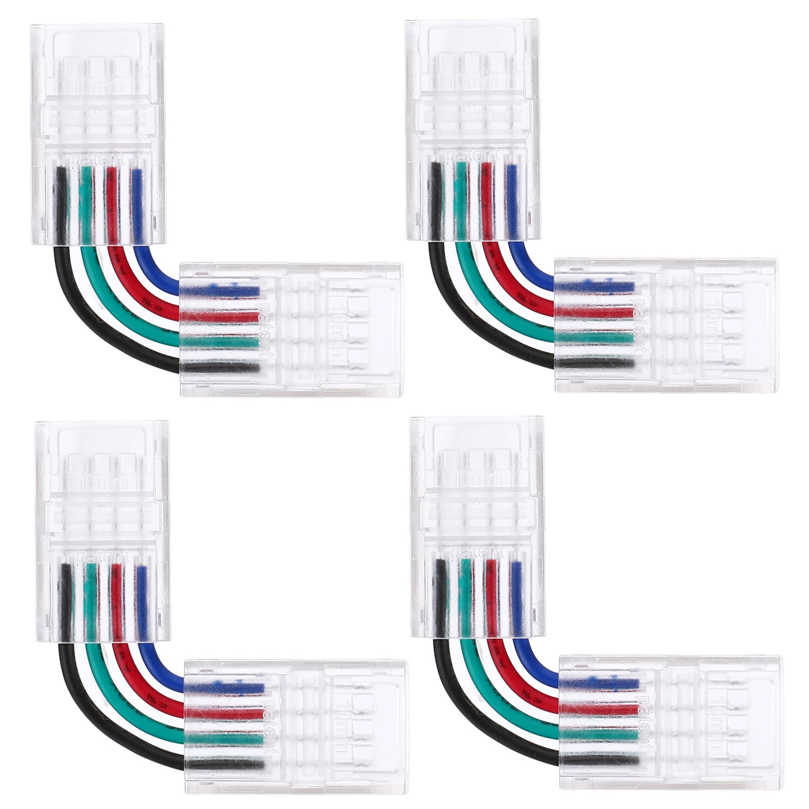 4Pin RGB LED Strip Connectors, 4Pcs 10mm Wide Extension L type with ...