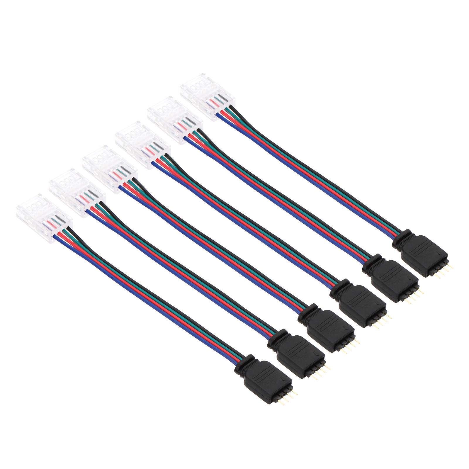 4Pin RGB LED Strip Connectors, 6Pcs 10mm Wide Extension Snap to 4P ...