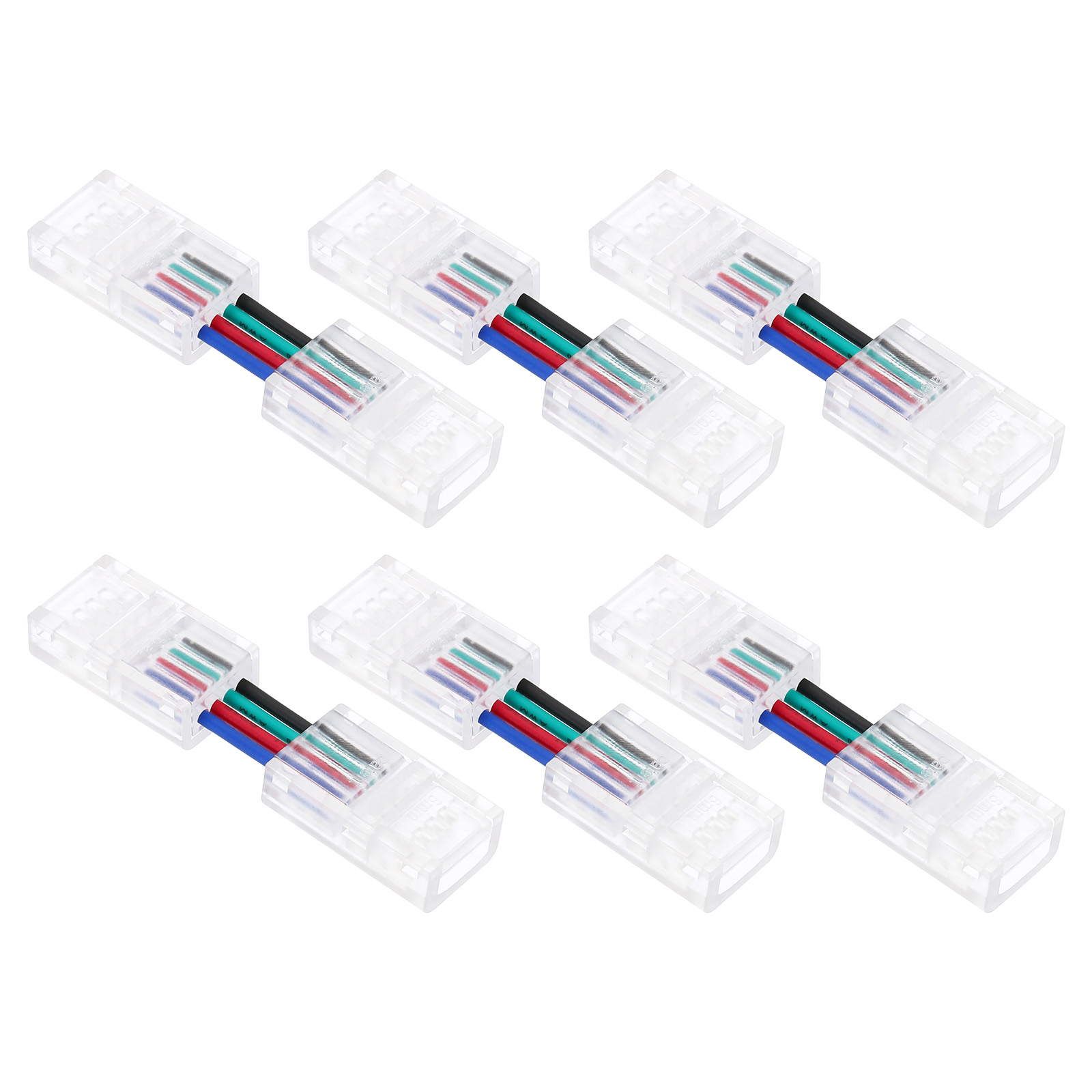 4Pin RGB LED Strip Connectors, 6Pcs 8mm Wide Extension Internal and ...